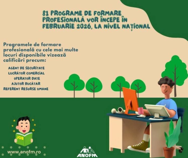 ANOFM organizează în februarie peste 80 de cursuri gratuite de formare ...